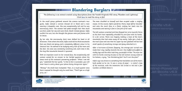 Blundering Burglars Character Description Example Text | KS2